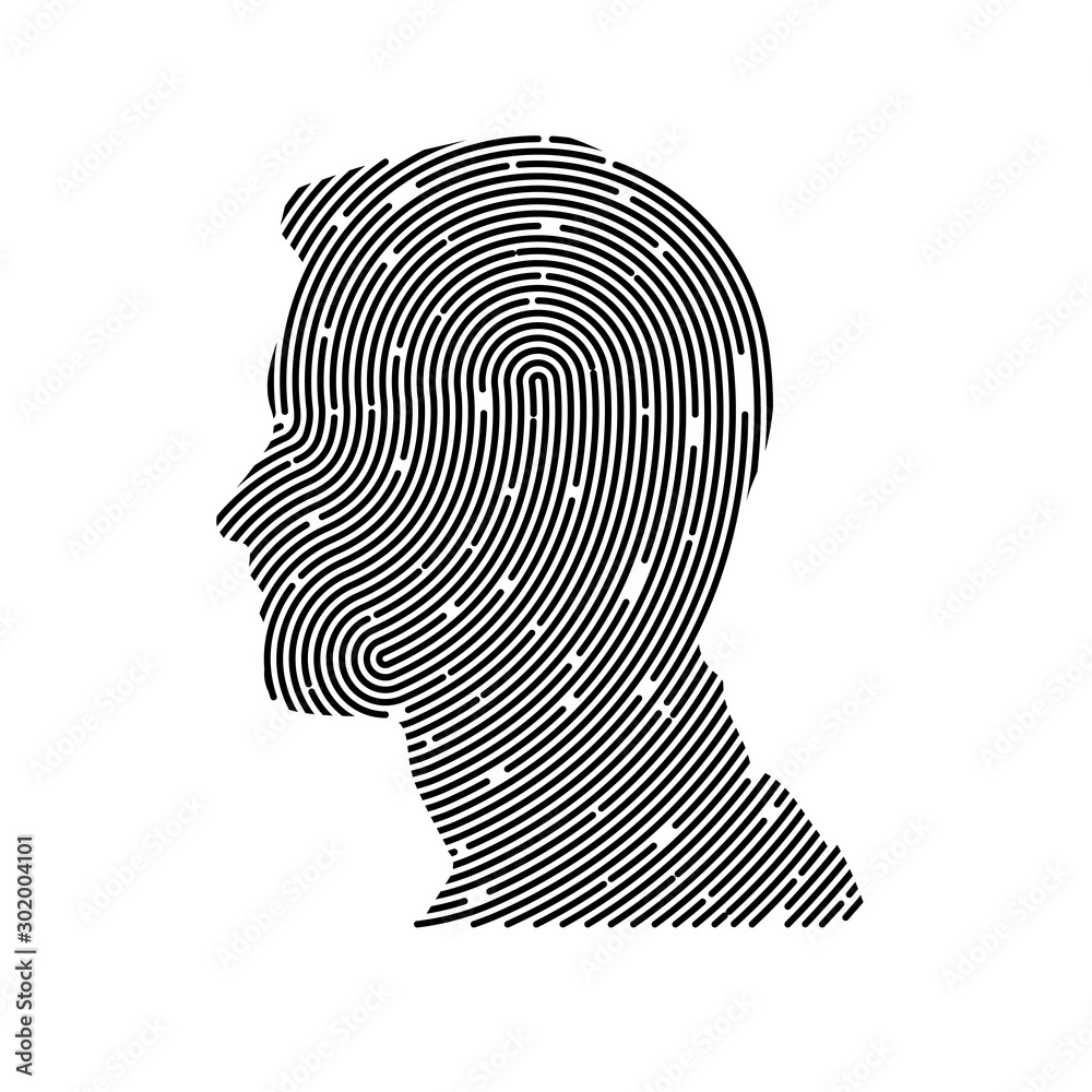 Fingerprint man or human silhouette. Digital security authentication ...