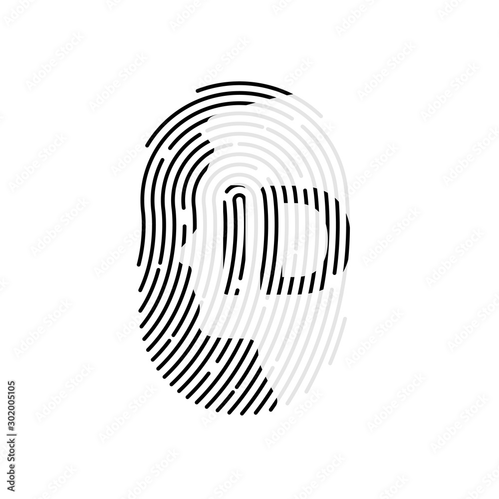Fingerprint man or human silhouette. Digital security authentication ...