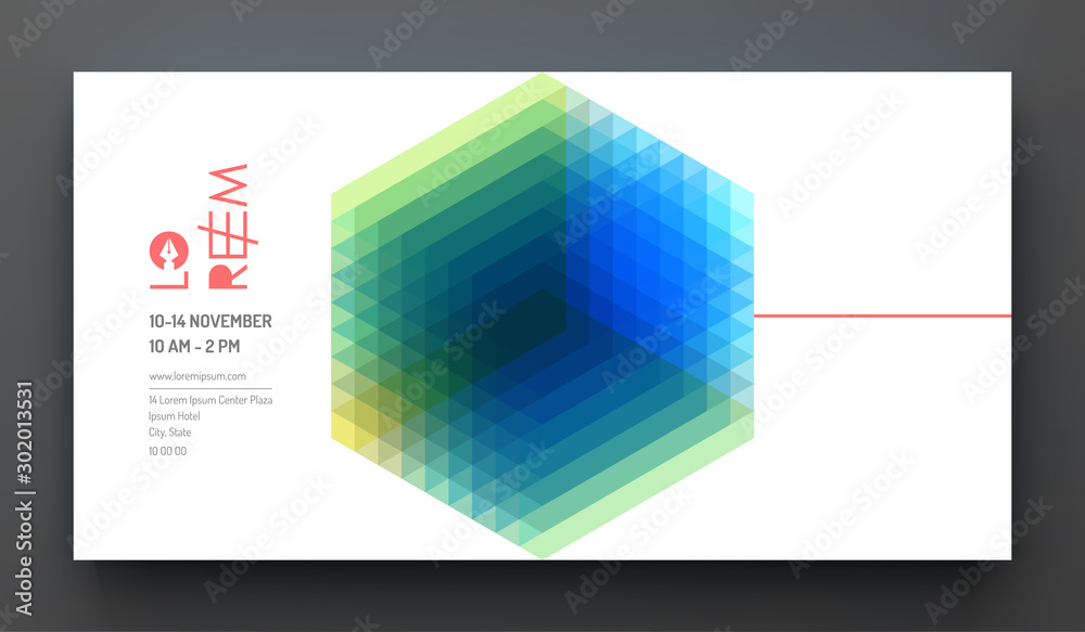 Business event invitation template. Abstract geometric background with ...