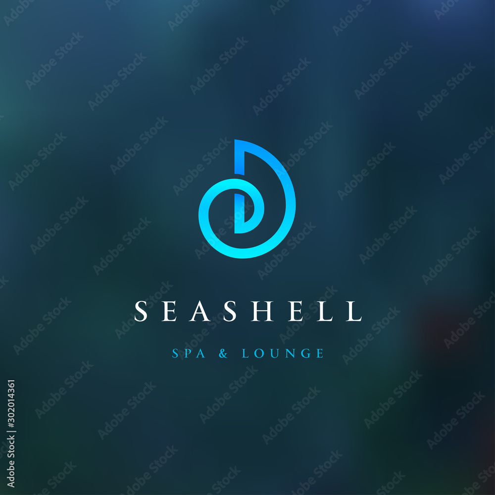 Sea shell modern blue color logo for spa and lounge. Corporate identity ...
