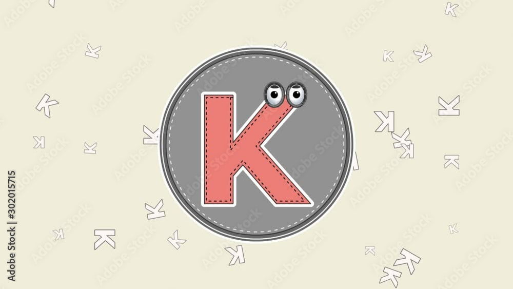 Animated Blinking Capital Letter K with waving hand animation and ...