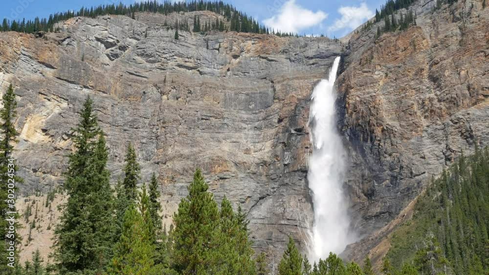 Wide angle Landscape natural view of Takakkaw Falls -Tallest giant ...