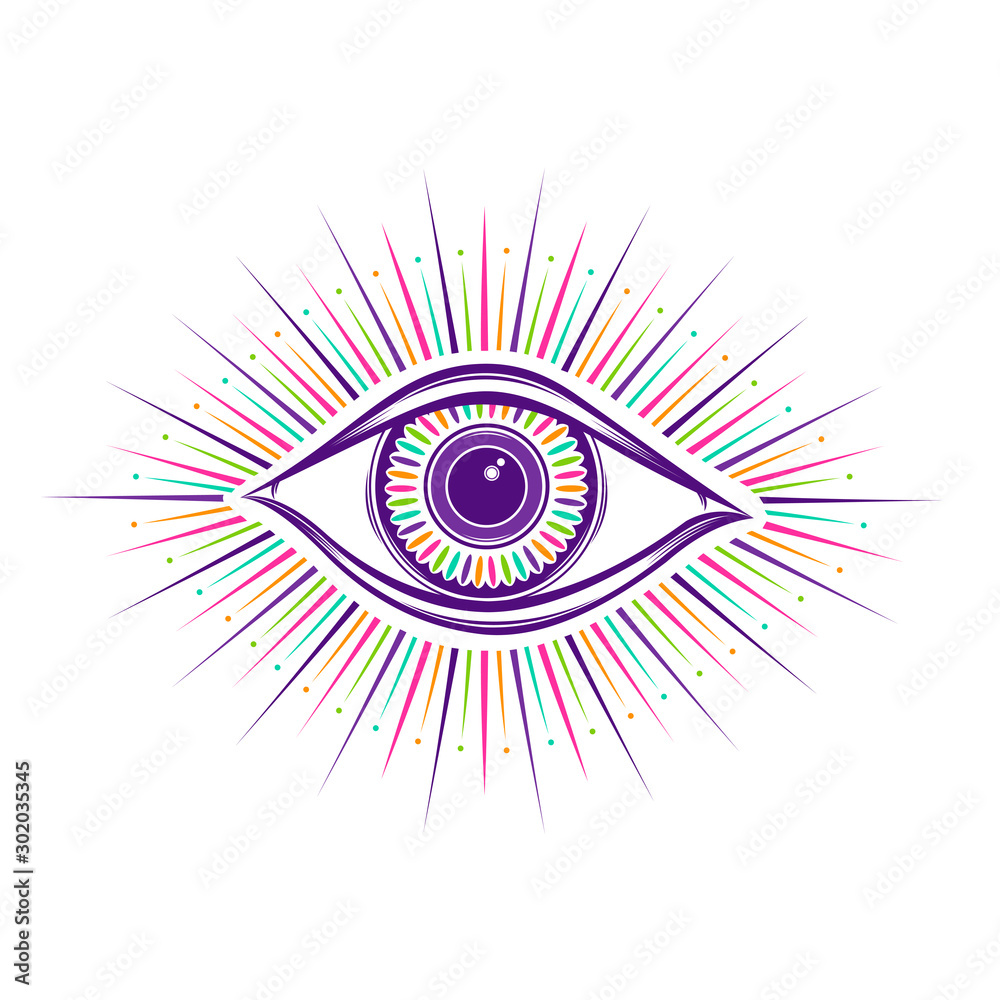 All seeing eye symbol graphic. Vision of Providence. Alchemy, religion ...