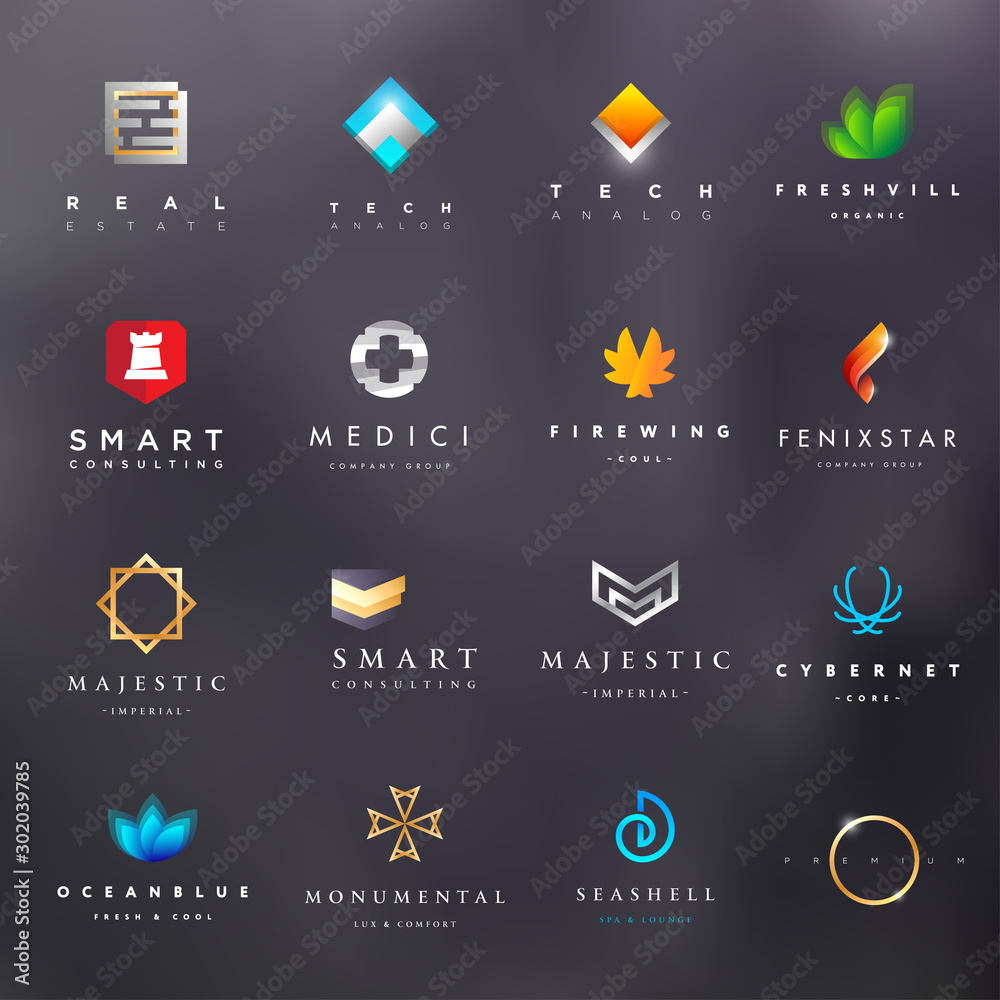 Vetor de Premium logo pack set bundle. Colorful sign template for ...
