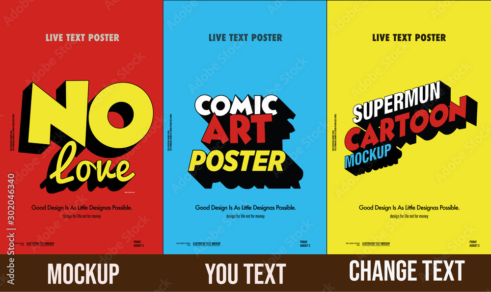 Modern comical 3d text mockup poster Stock Vector | Adobe Stock