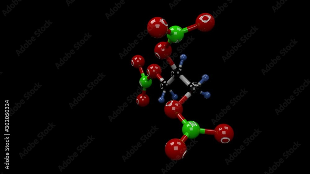 Nitroglycerin molecule. Molecular structure of nitroglycerin, main explosive dynamite compound ...