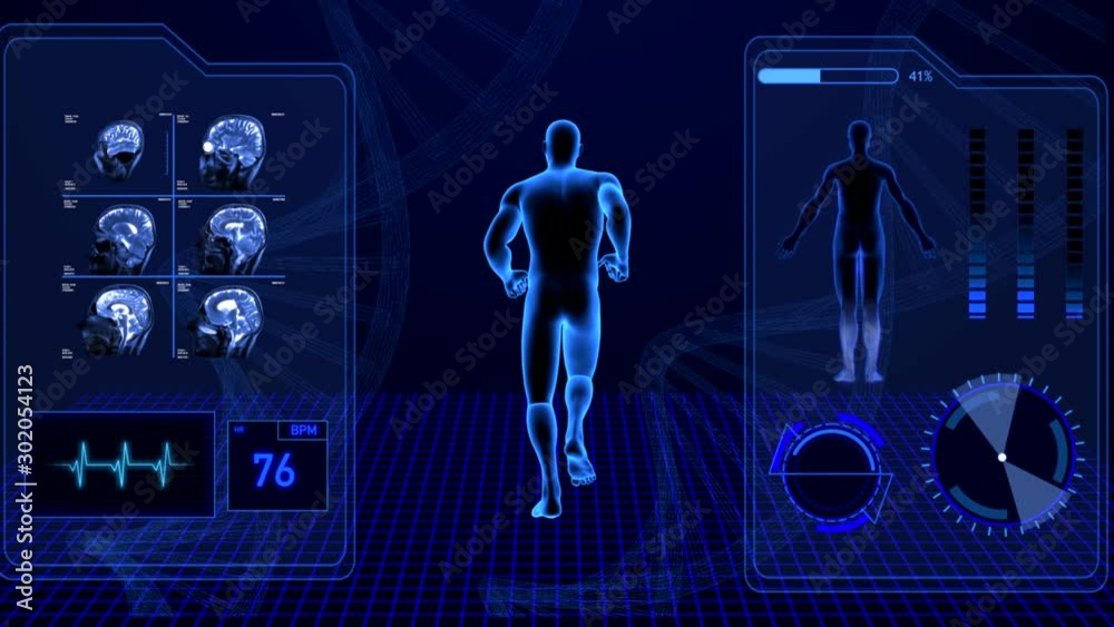 X-Ray Scan Infographic Background Showing Body Heart Rate and Human ...