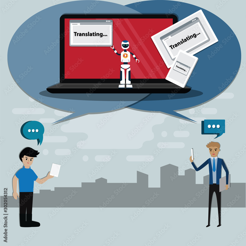 Flat design of Artificial intelligence are using in language ...