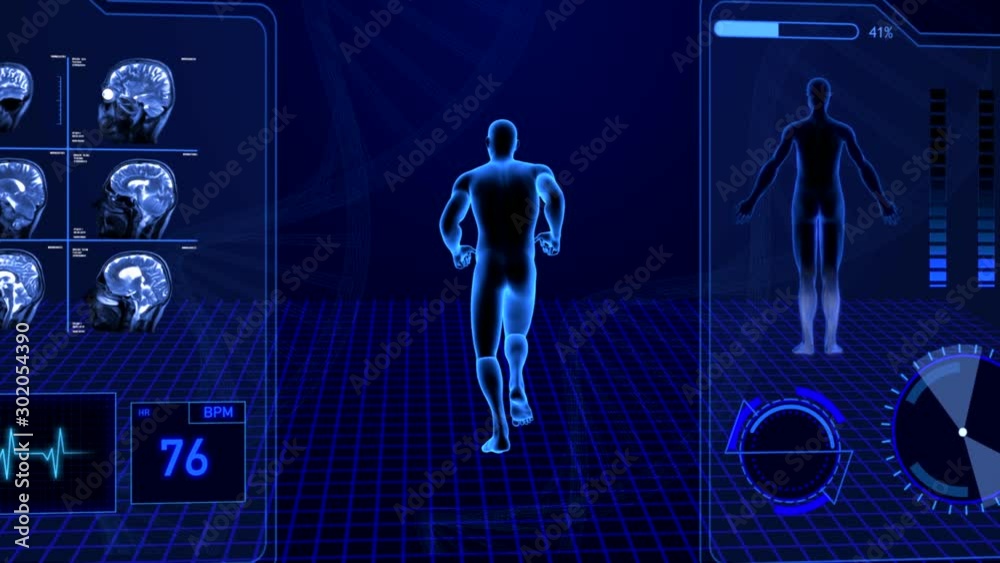 X-Ray Scan Infographic Background Showing Body Heart Rate and Human ...