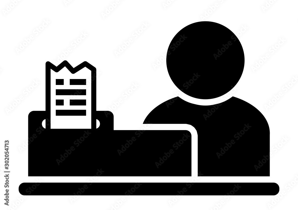 gz583 GrafikZeichnung - german: Belegausgabepflicht / Kassierer bei der ...