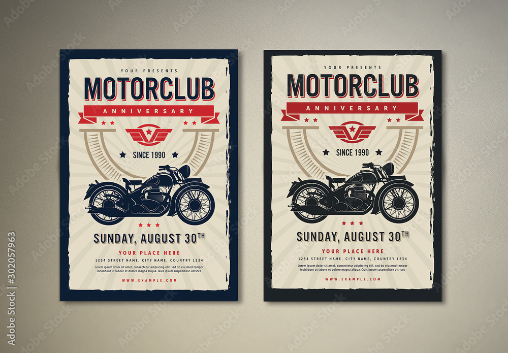 Motor Club Event Flyer Layout Stock Template | Adobe Stock