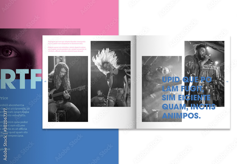 Pink and Blue Square Portfolio Layout Stock Template | Adobe Stock