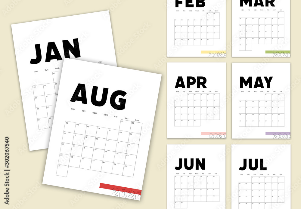 Minimal Calendar Layout Set Stock Template | Adobe Stock
