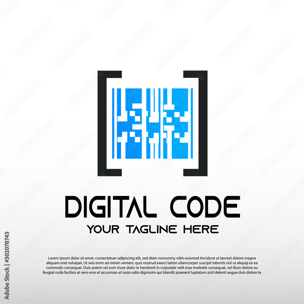 Digital code logo with pixel concept. Barcode. technology icon -vector ...
