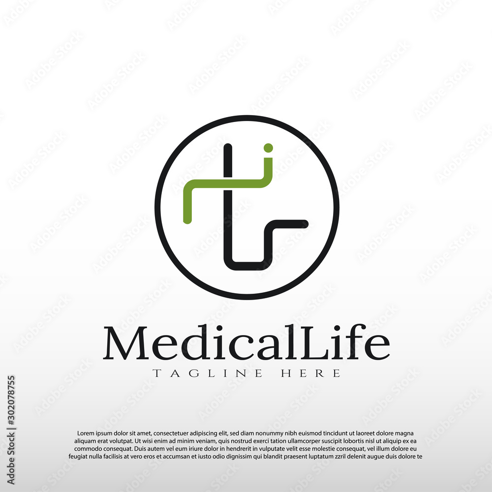 medical logo with line art design. healthcare and medical sign or ...
