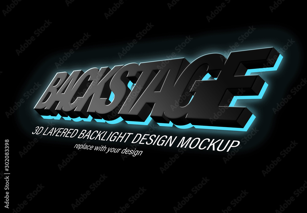 3D Black backlight text effect Stock Template | Adobe Stock