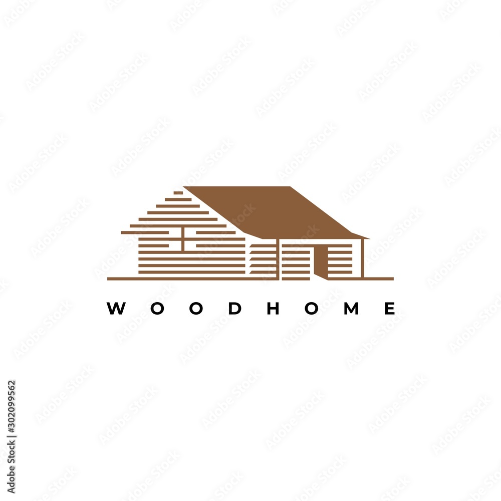 Wood house illustration logo design vector template.Cabin log icon ...