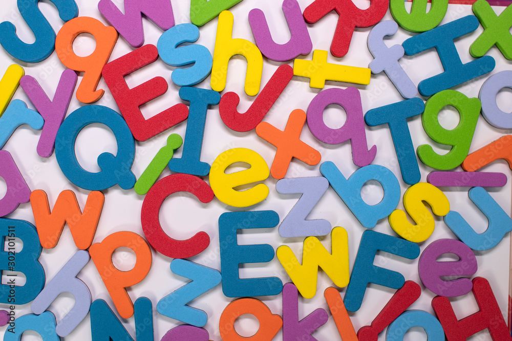 Colorful sponge magnetic letters on white background Stock Photo ...