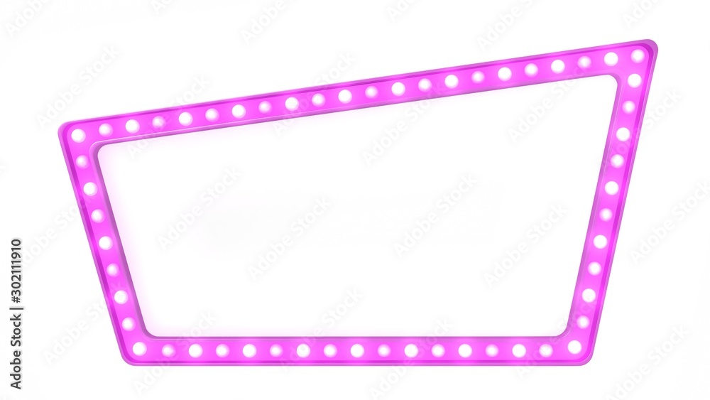 Pink marquee light board sign retro on white background. 3d rendering ...