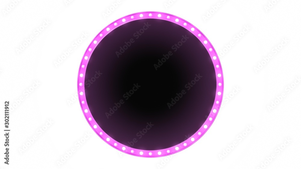 Pink marquee light board sign retro on white background. 3d rendering ...