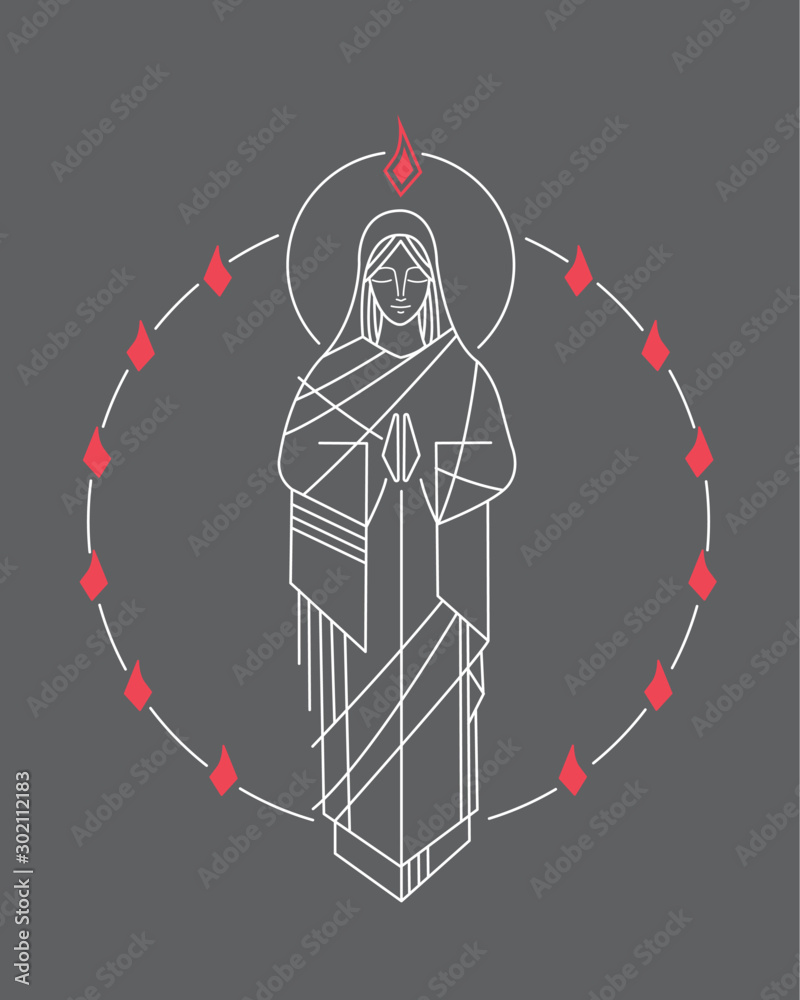 Vector illustration of Virgin Mary and Holy Spirit at Pentecost Stock ...