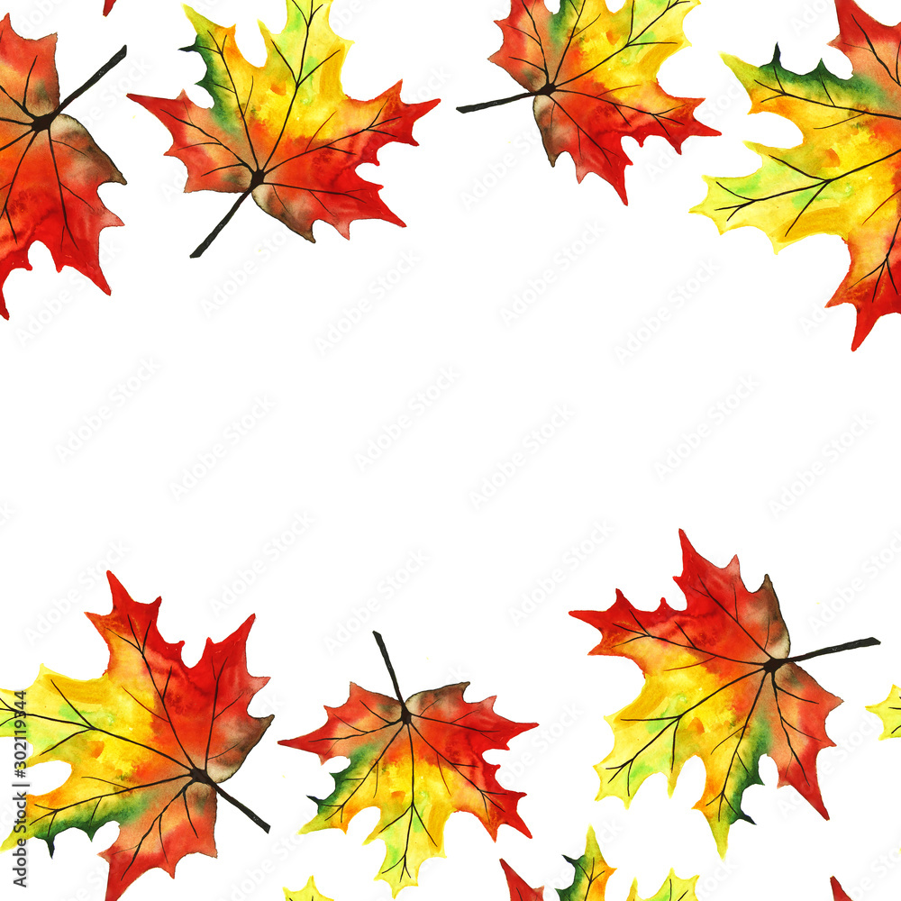 Autumn leaves and acorn border frame with space text on transparent ...