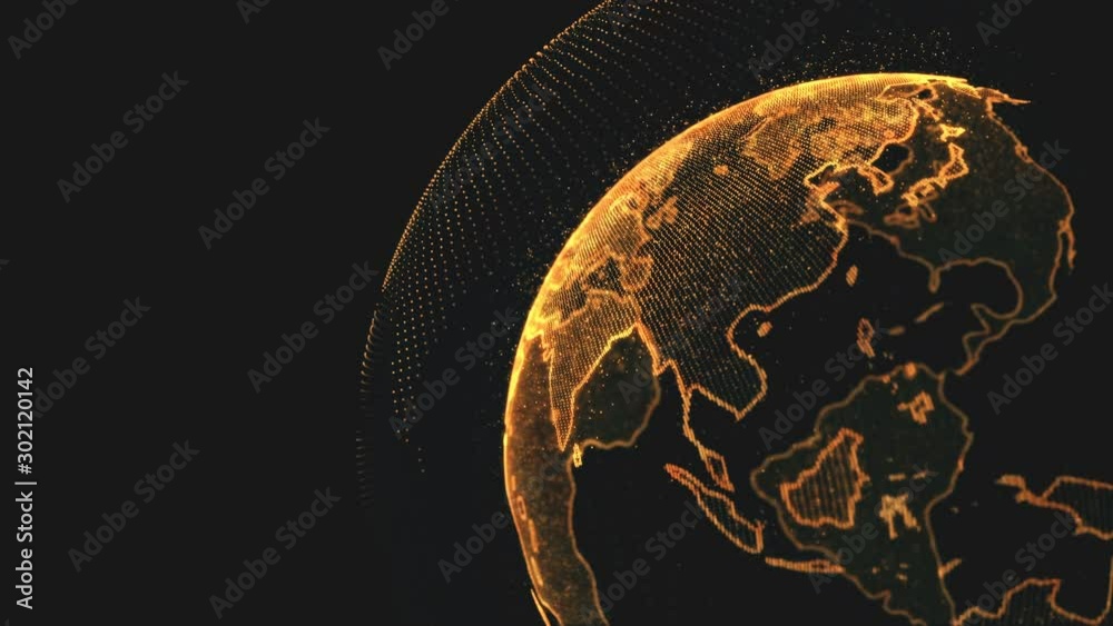 Digital data globe - abstract 3D rendering of a scientific technology ...