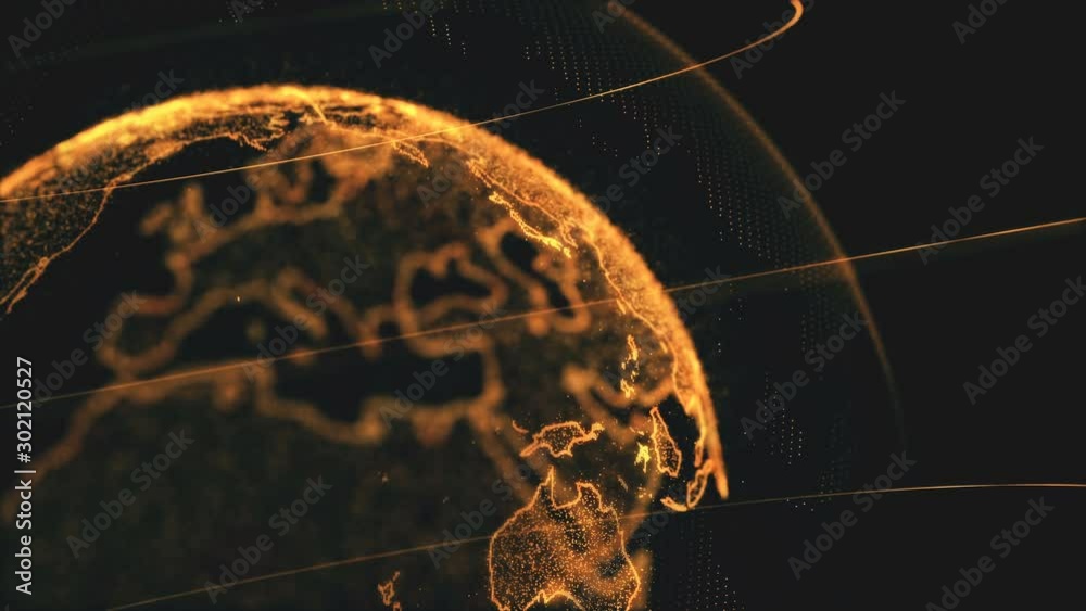 Digital data globe - abstract 3D rendering of a scientific technology ...