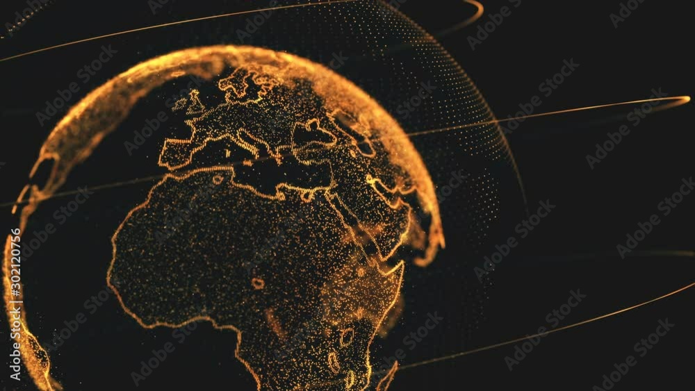 Digital data globe - abstract 3D rendering of a scientific technology ...