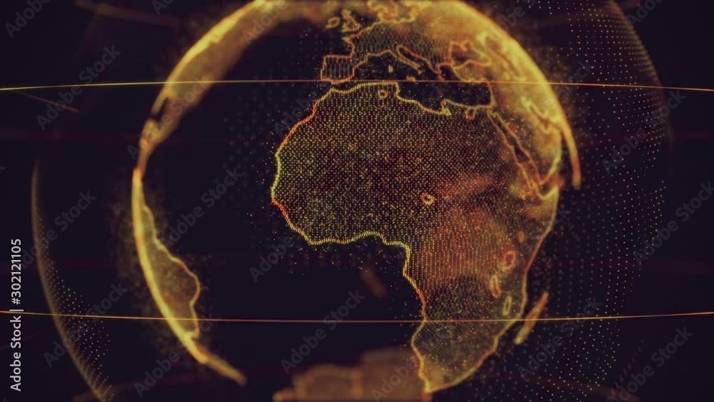 Digital data globe - abstract 3D rendering of a scientific technology ...