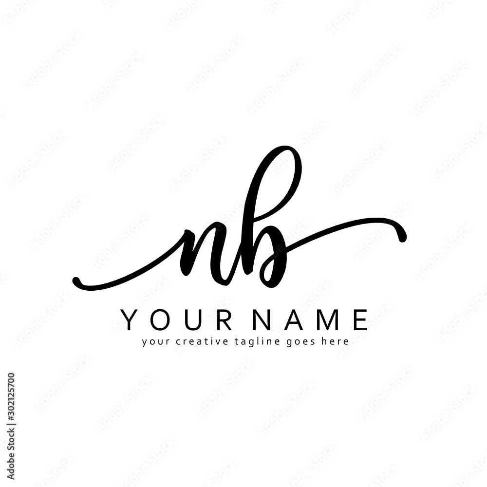 Handwriting N B NB initial logo template vector Stock Vector | Adobe Stock