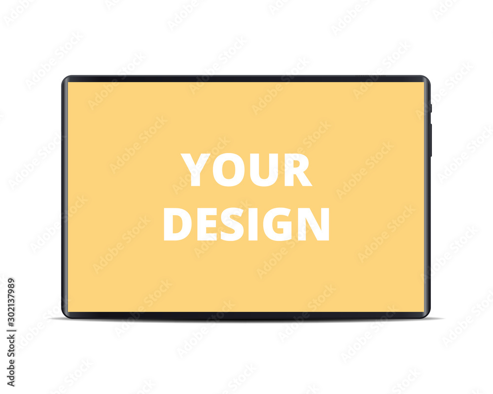 Mockup tablet vector. Black tablet with blank screen isolated on white ...