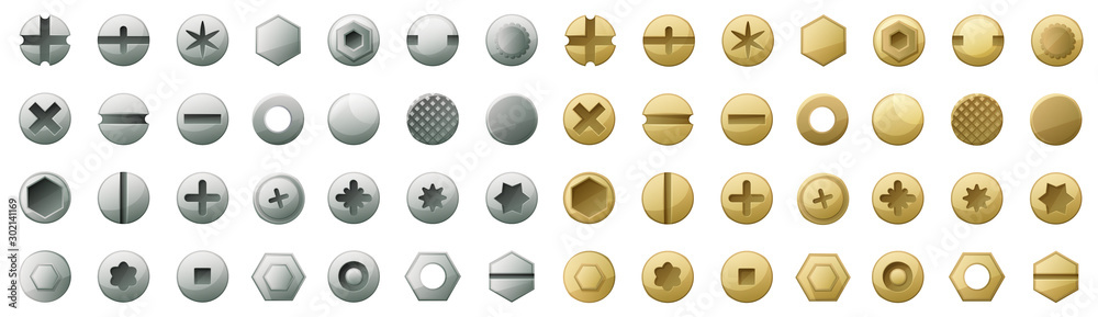 Head of fastener vector cartoon set icon.Isolated icon head fastener of ...