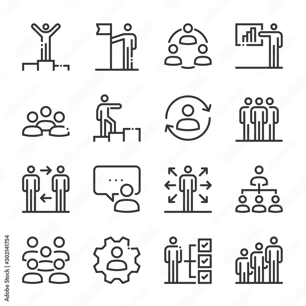 Business team bold line icon set Stock Vector | Adobe Stock