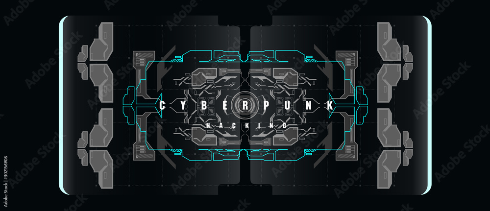 Cyberpunk Hacking futuristic poster with futuristic HUD elements ...
