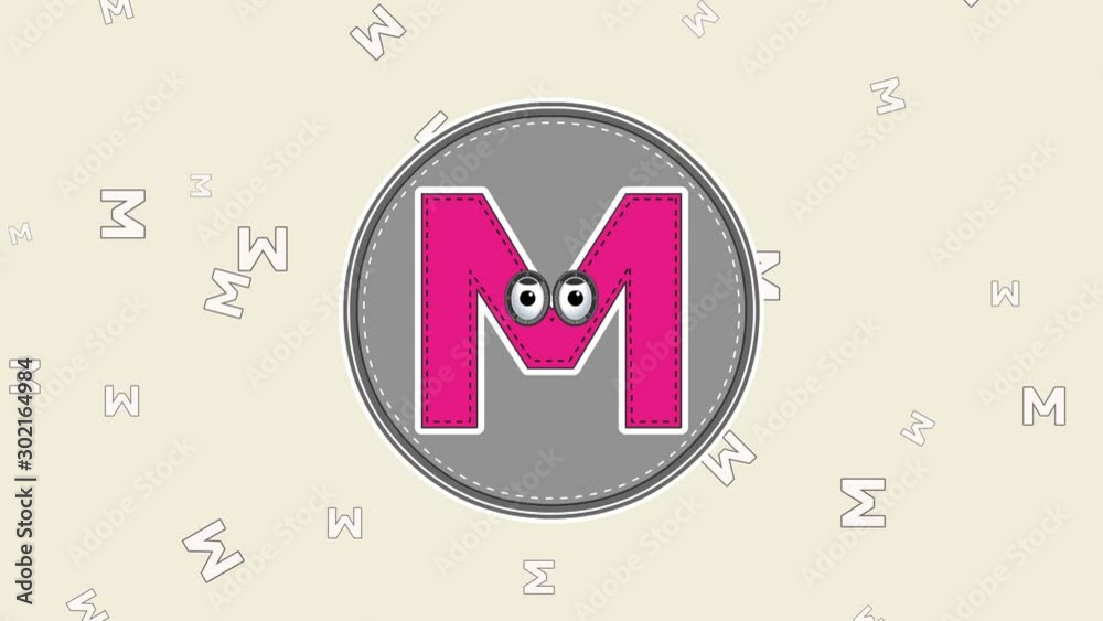 Animated Blinking Capital Letter M with waving hand animation and ...
