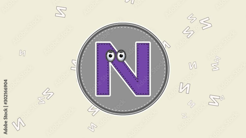 Animated Blinking Capital Letter N with waving hand animation and ...
