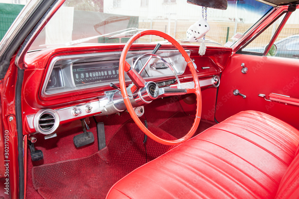 Chevrolet Impala red interior dashboard steering wheel instruments in ...