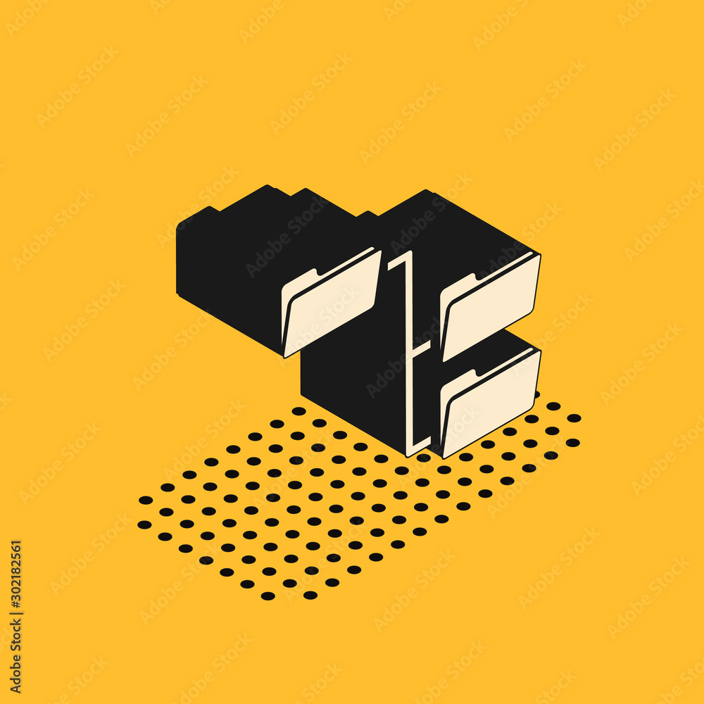 Isometric Folder tree icon isolated on yellow background. Computer ...
