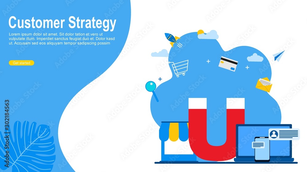Customer strategy, customer support and service ,Vector Illustration ...