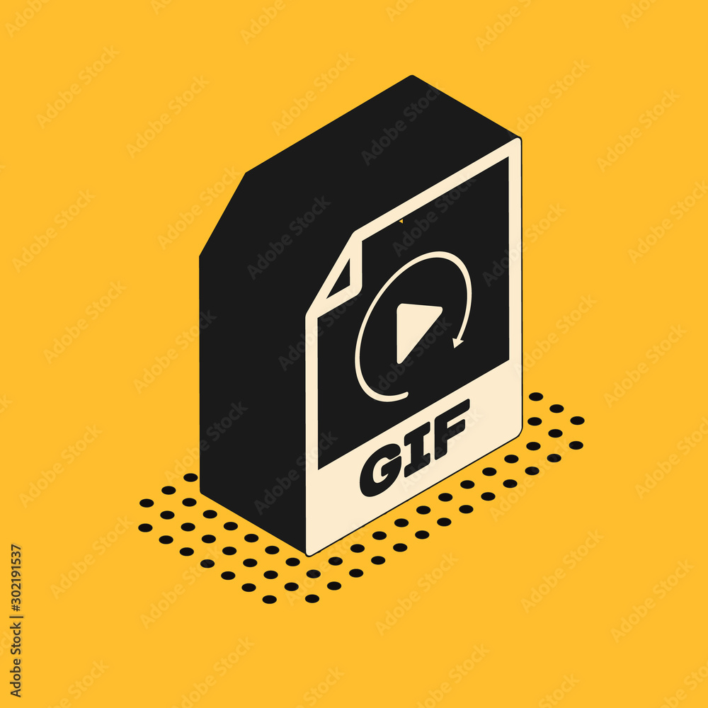 Isometric GIF file document. Download gif button icon isolated on ...