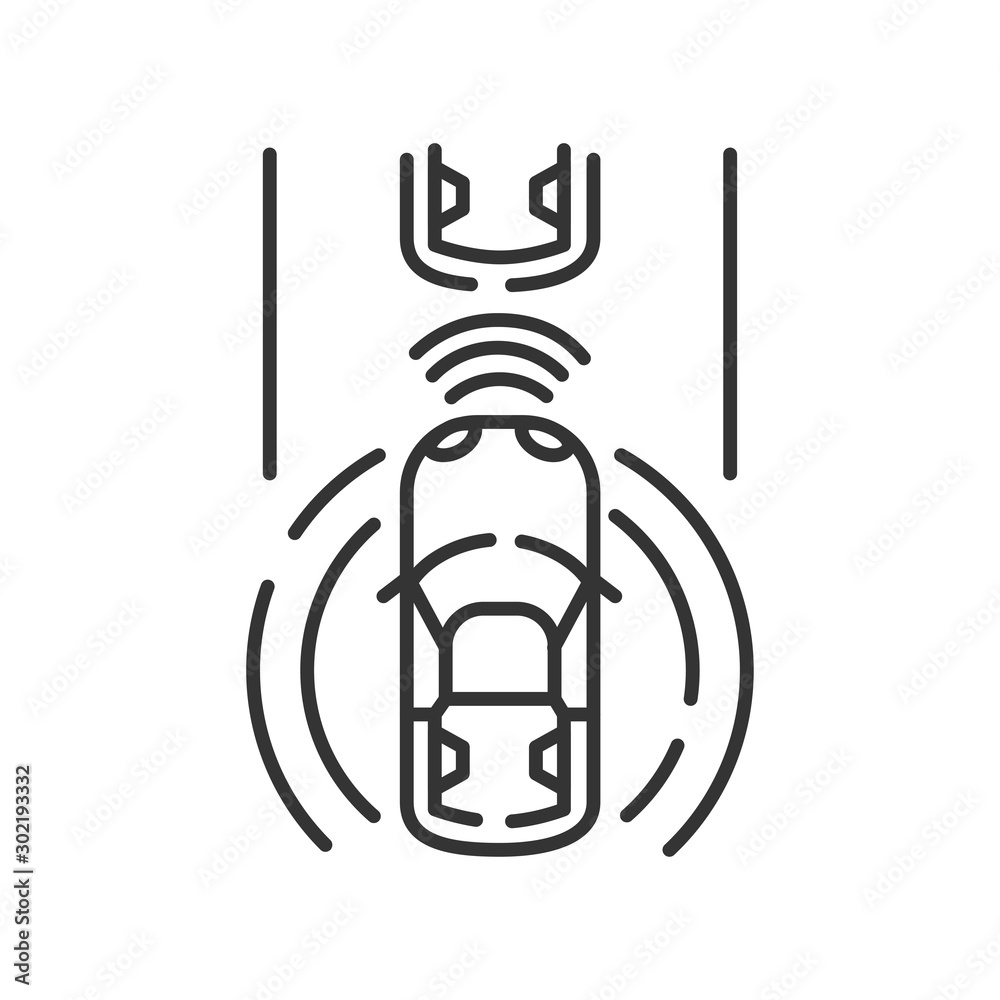 Emergency brake assist color line icon. Safety distance. Collision ...