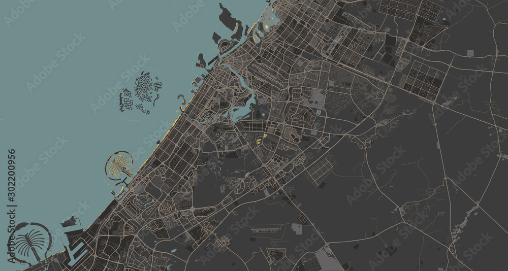 Detailed map of Dubai, UAE Stock Vector | Adobe Stock