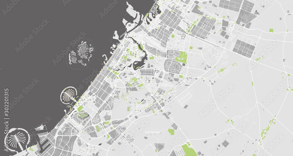 Detailed map of Dubai, UAE Stock Vector | Adobe Stock
