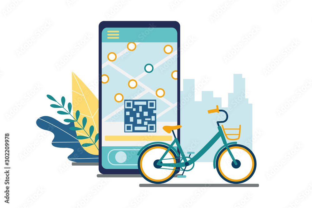 Bicycle rental, sharing and booking. Mobile app for ordering and ...