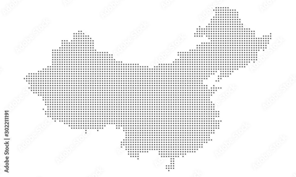 China map vector, isolated background. Flat Earth, gray map template ...