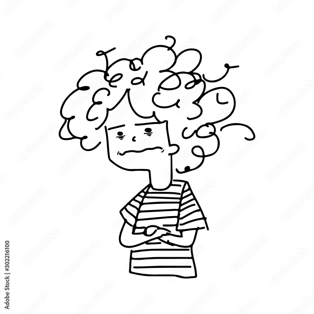 woman with depressed emotion vector illustration sketch doodle hand ...