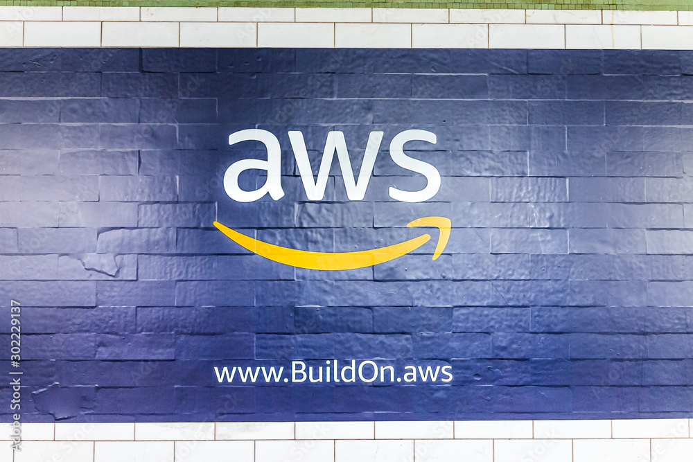 New York City, USA - October 30, 2017: Amazon Web Services AWS ...