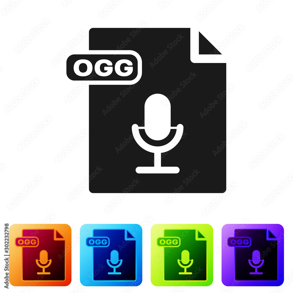 Black OGG file document. Download ogg button icon isolated on white ...