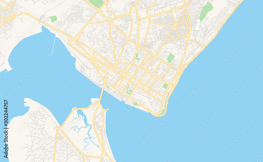 Printable street map of Maputo, Mozambique Stock Vector | Adobe Stock
